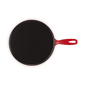 Le Creuset Enameled Cast Iron Crepe Pan with Rateau and Spatula, 10.75", Cerise