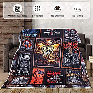 YunTu Motorcycle Blanket Super Soft Sherpa Throw Blankets for Bed Sofa and Couch Cool Motorcycle Gifts for Men and Women Fluffy Warm Blankets