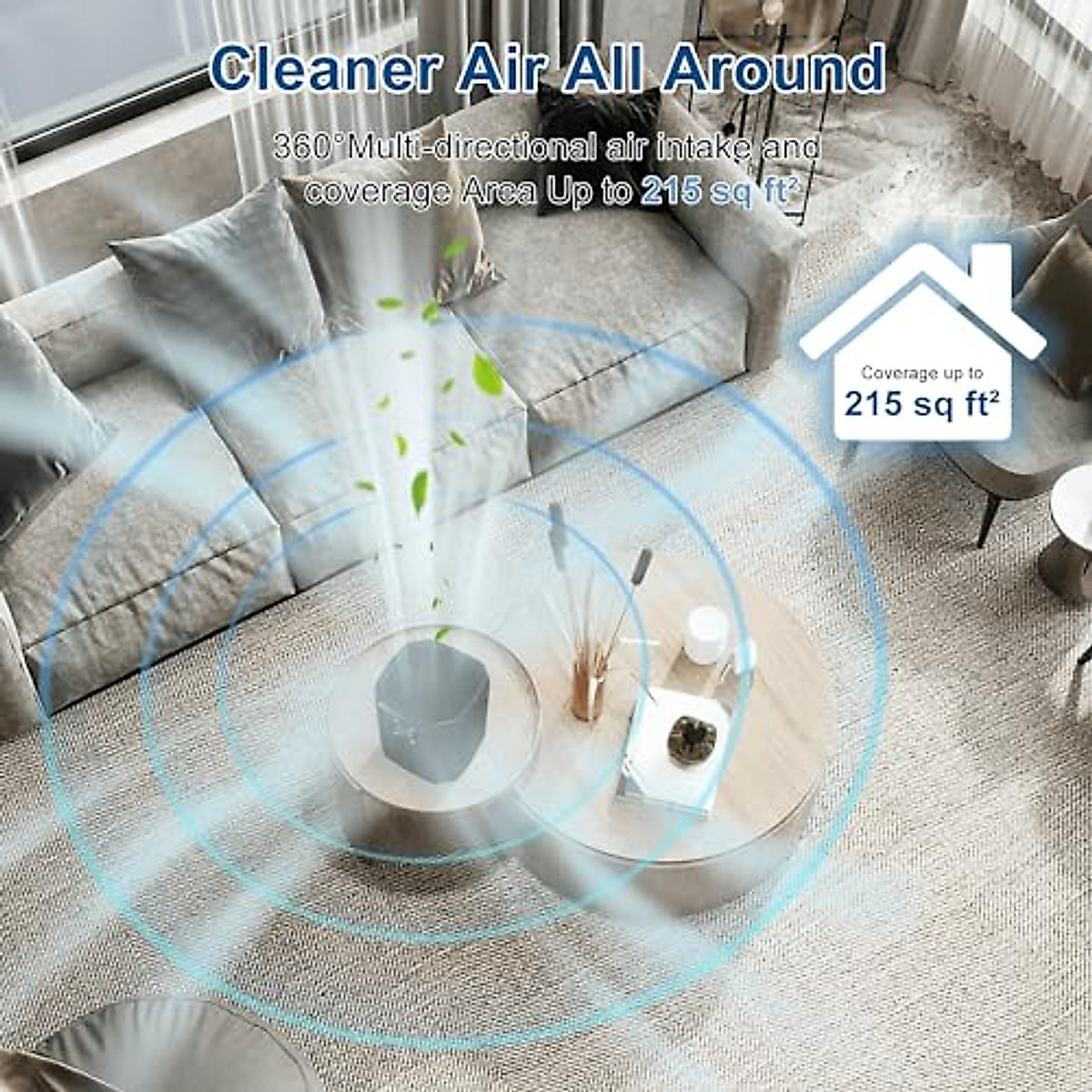 Air Purifiers for Bedroom Home, Air Purifier with True H13 HEPA Filter for Dander Pollen Odor, Small Desktop Air Purifier with 9 Timers for Office,Living Room, Bedroom,Kitchen, Black,1pack