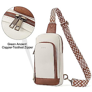CLUCI Sling Bag for Women, Leather Crossbody Bags for Women Trendy, Fanny Pack for Men/Women, Large Sling Backpack Chest Bag, Cross body Bag Women for Travel Hiking Beige with Brown