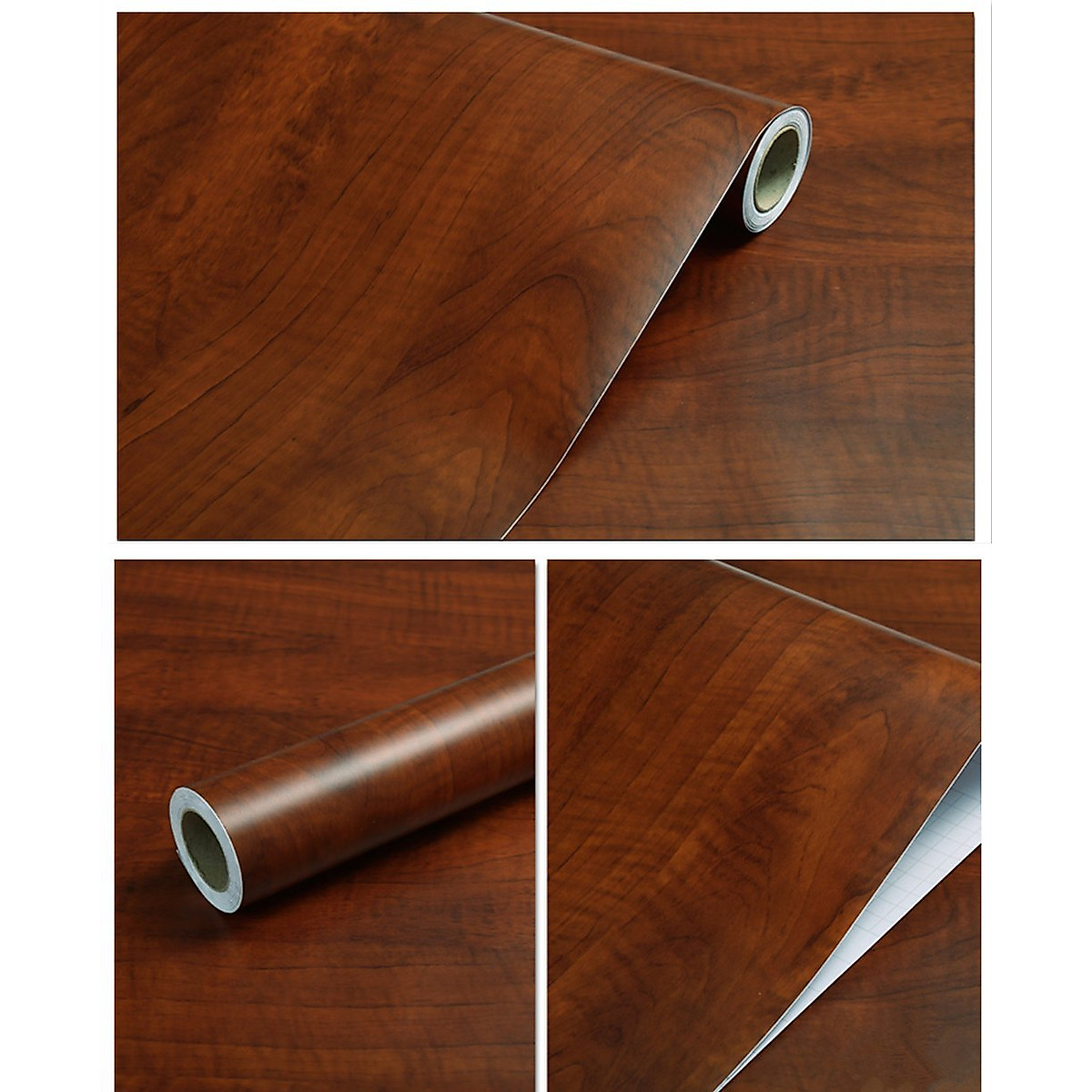 Teemall 15.8inch by 79inch Brown Maple Wood Grain Paper Peel and Stick Shelf Liners Wallpaper Cabinet Door Wardrobe Wood Wall Funitures Stickers