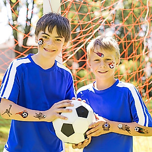 Konsait 60pcs Football Face Temporary Tattoos for Soccer Game Ball Tattoos Transfer Tattoos for Boys Birthday Party Bag & Stocking Fillers