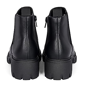 Chariot &Co: Dance-IIS - Girls/Kids/Childrens Lug Sole Chelsea Fashion Platform Ankle Booties (Black Pu, 13)