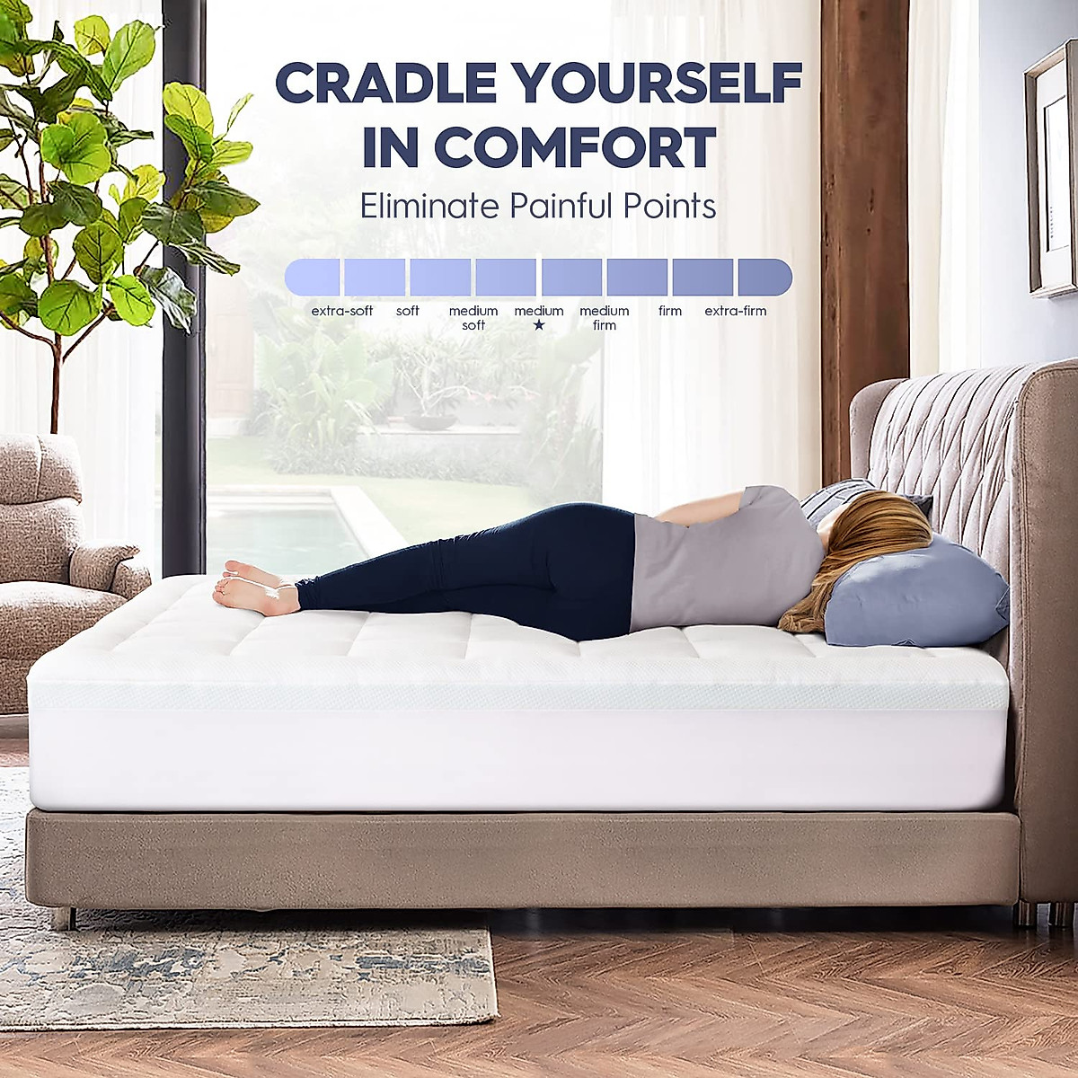 Dual Layer 3 Inch Memory Foam Mattress Topper Full, 2 Inch Cooling Gel Memory Foam Plus 1 Inch Down Alternative Pillowtop Mattress Pad with Cooling Cover, Soft Comfort Support