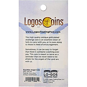 Guardian Angel Christian Challenge Coin, Pass Along Token of Assurance and Peace, Handout for Sunday School or Kids Church, Antique Gold-Color Plated Psalm 91 Gift