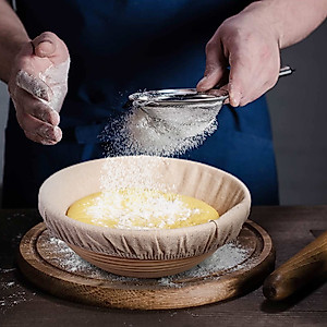 AIxibu Banneton Bread Proofing Basket Set of 2,10-inch Round and 8-inch Oval Sourdough Proofing Baskets - Complete Bread Making Kit for Home Bakers