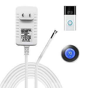 C Wire Adapter for Amazon Nest Thermostat 24V Transformer Power Supply Compatible with Ecobee Ring Doorbell Sensi Eufy Plug in Smart Power Connector 26ft Long Charger Cord