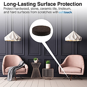 SoftTouch 3/8" Round Self-Stick Felt Pads, Brown (84 Pack)