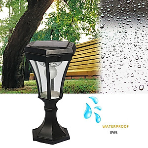 MODEBHD Outdoor Solar LED Post Light, Waterproof IP65 Villa Courtyard Fence Post Lantern, European-Style Simple Pillar Light, Die-cast Aluminum Garden Post Lamps, Moisture-Proof Traditional Landscape