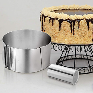 6-12 Inch Stainless Steel Adjustable Cake Mold Ring Mousse Baking Mould with Cake Collars, 4 x 394 Inch Clear Cake Strips, Transparent Cake Rolls, Mousse Cake Acetate Sheets for Cake Decorating