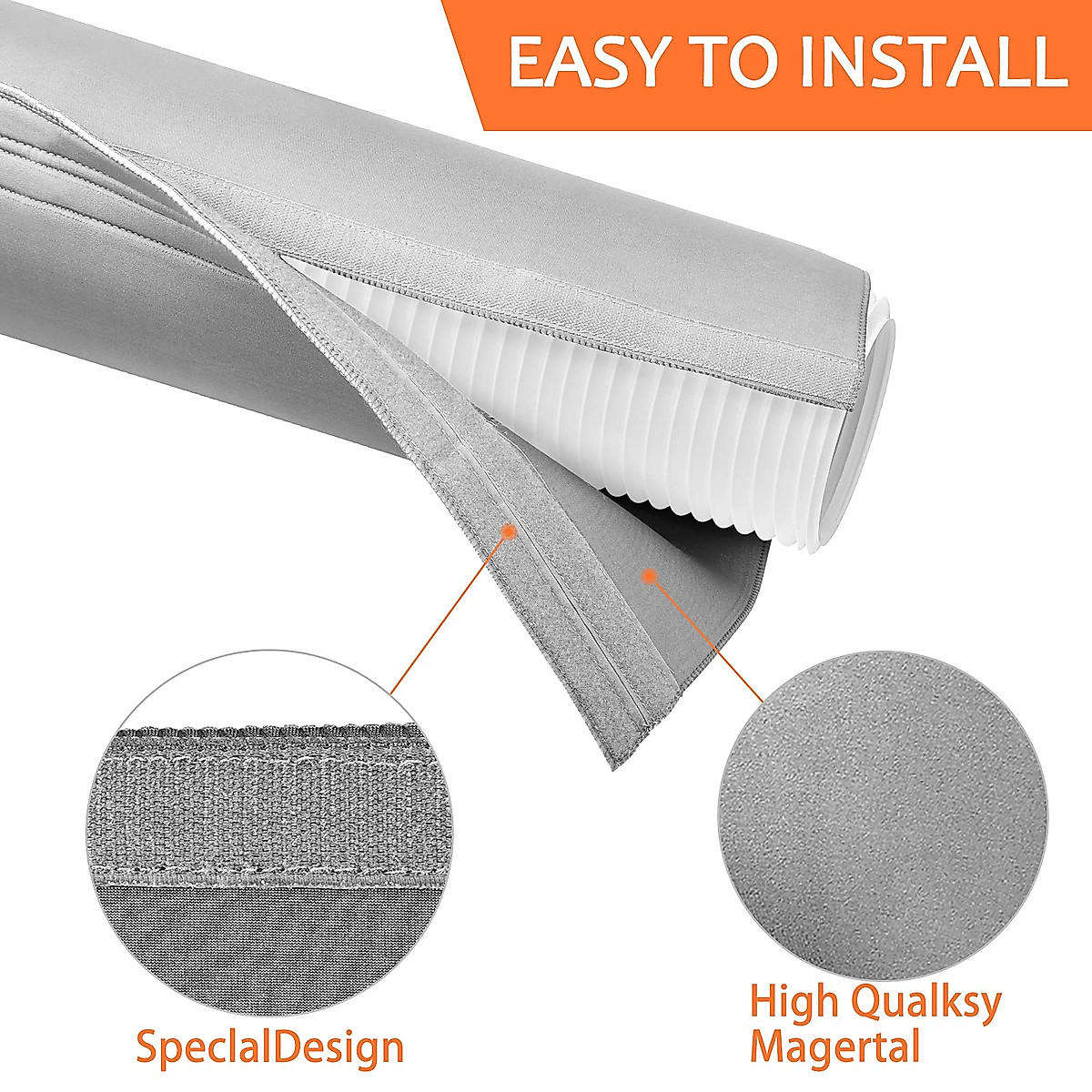 Portable Air Conditioner Hose Cover Wrap Insulated AC Hose Cover, Universal Fit Both 5 inch and 5.9 inch Diameter Exhaust Duct Vent, for Easy Installation