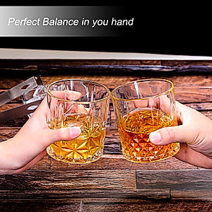 CREATIVELAND Double Old Fashioned Glasses Set of 4 Vintage Crystal Clarity Vintage Whiskey 11.83oz | 350ml Gifts for Dad for Scotch, Cocktail, Rocks, Bourbon, Home Bar Whiskey Glass Set