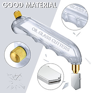 6 Pieces Pistol Grip Oil Feed Glass Cutter Stained Glass Supplies Cutters Tools and 2-6 mm Replaceable Cutting Heads and Cutting Oil Reservoir for Glass Window Panes Mirrors Scoring Glass Bottles