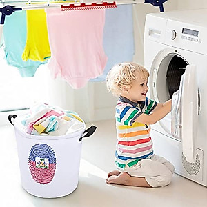 Haitian Finger Print Large Laundry Basket Hamper Bag Washing with Handles for College Dorm Portable