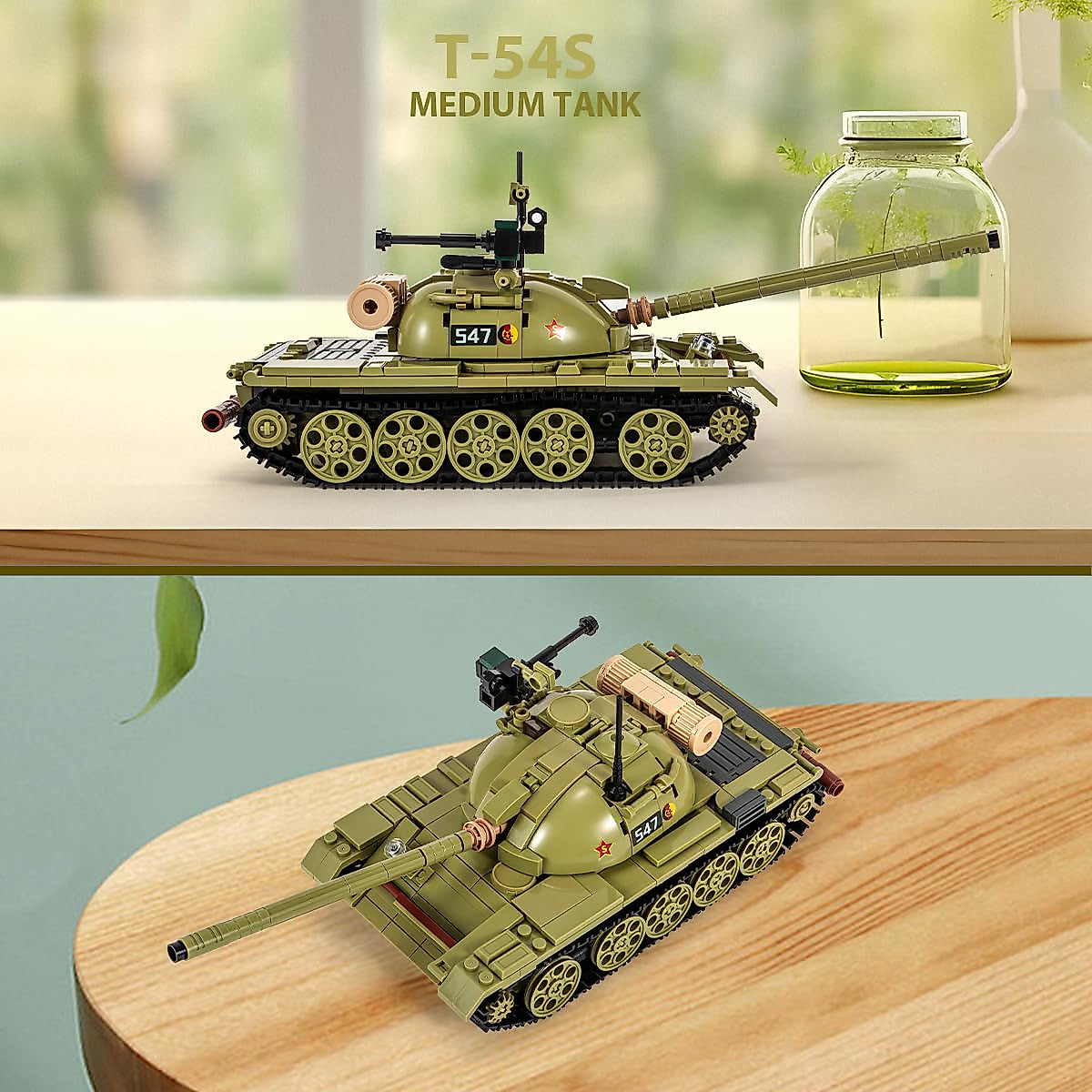 DAHONPA T-54S Medium Tank Army Building Block(604 PCS),WW2 Military Historical Collection Model with 2 Soldier Figures,Toys Gifts for Kid and Adult.