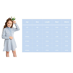 SMILING PINKER Girls Dresses Houndstooth Knitted Sweater Flare Winter Dress Mock Neck (Pink, 8-9 Years)