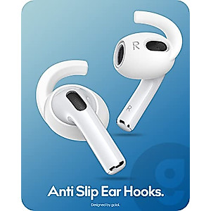 Gcioii 3 Pairs AirPods 3 Ear Hooks Covers [Added Storage Pouch] Anti Slip Wings Ear Covers, Grip Tips Accessories Compatible with Apple AirPods 3rd Generation (White, Medium)