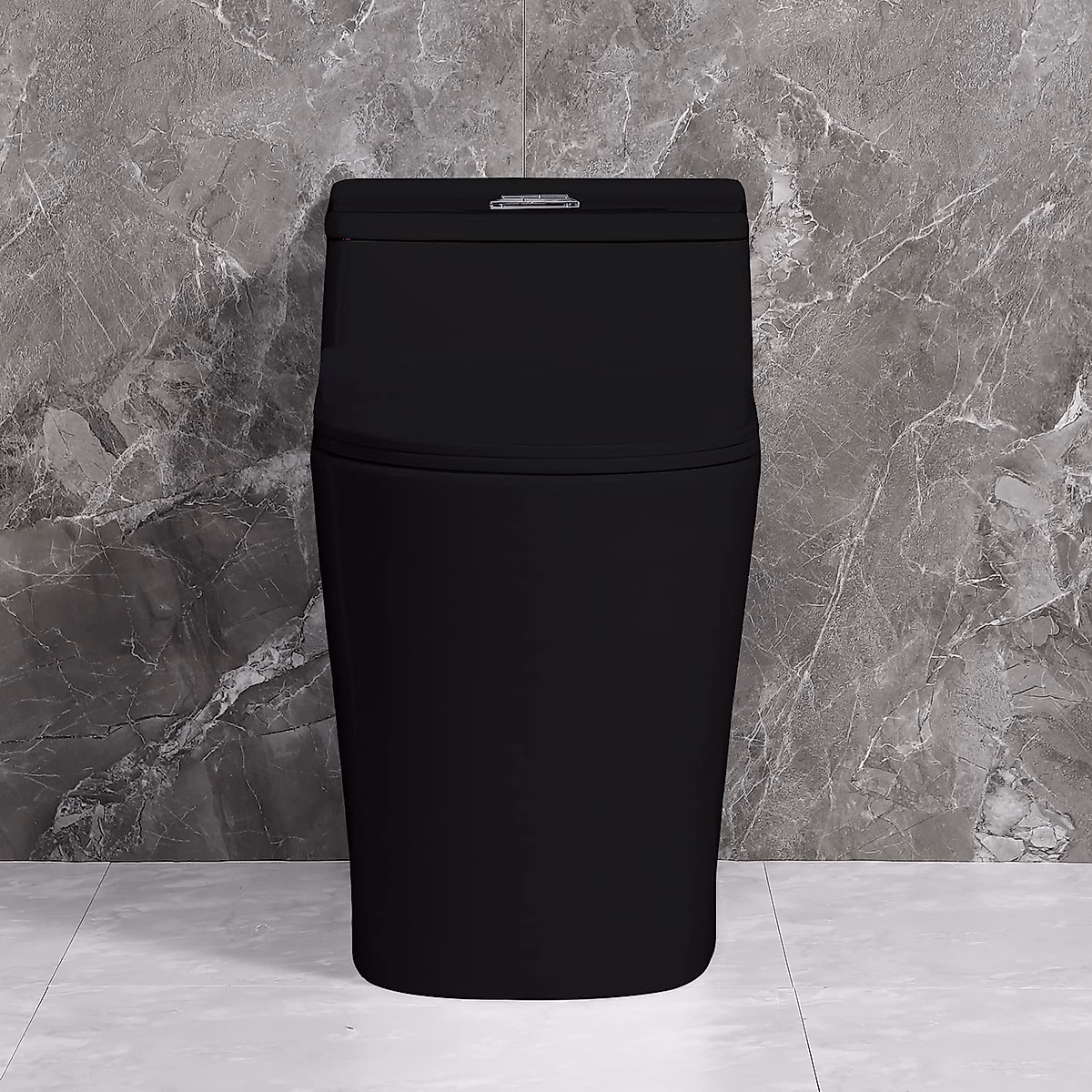 SouNor Matte Black One Piece Toilet Dual Flush 1/1.5 GPF Elongated U Shaped 17.3" Tall Bowl Comfortable For Seniors Elderly Modern 12" rough-in (SN1080B)