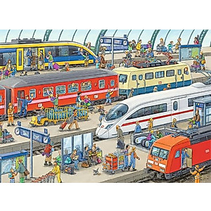 Ravensburger Railway Station Jigsaw Puzzle - Unique 60-Piece Puzzle for Kids, Anti-Glare Surface | FSC-Certified Materials | Great for Developing Skills & Creativity