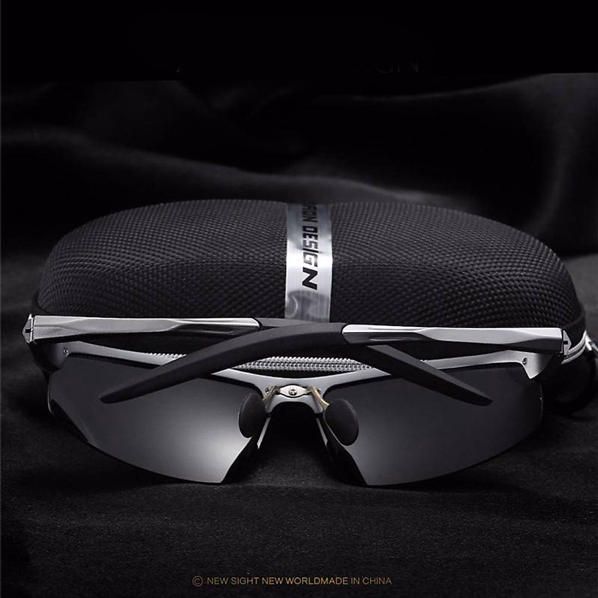 RoShari Mens Sports Polarized Sunglasses UV Protection Fashion Sunglasses for Men Fishing Driving Aluminum Magnesium Frame Ultra Light (Black-Blue)