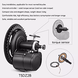 TSDZ2B 48V 500W Mid Drive Motor Ebike Concversion Kit Electric Bike Torque Sensor DIY Central Motor with VLCD5 for Bottom Bracket 68/73MM MTB City Road Bicycle