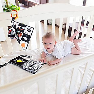 Oarifun 3 in 1 High Contrast Baby Toys 0-3 Months for Newborn, Montessori Tummy Time Toys Sensory Crinkle Toys for Brain Development, Soft Book Toys for Babies Girls Boys Baby Toys