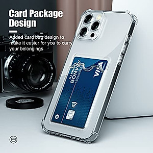 AKABEILA Case for iPhone 14 Pro Clear Cute Phone Case Soft TPU Wallet Case Slim Bag Cover Shockproof with Card Slot Holder