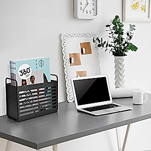 Magazine Rack, Magazine File Holder Mail Organizer Folder Organizer Bin for Magazines, Books, Newspapers, Tablets in Home, Office, Black