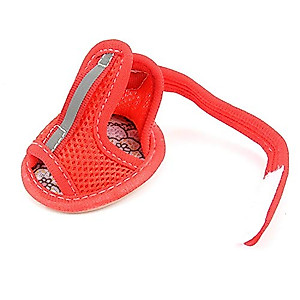 ZUNEA Summer Mesh Breathable Dog Shoes Sandals Non Slip Paw Protectors Reflective Adjustable Girls Female,for Small Pet Dog Cat Puppy Red 2#