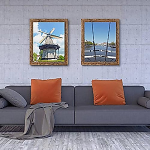 16x20 Picture Frame, Set of 2 Picture Frames Plexiglass and Composite Wooden Rustic Rounded Corners Poster Frame for Wall Mount with Hanging Hardware(Brown)