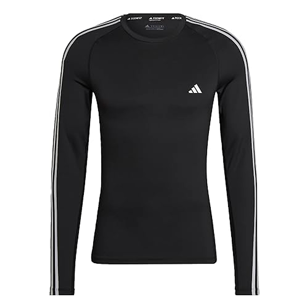 adidas Techfit 3-Stripes Training Long Sleeve Tee Men's, Black, Size 2XL