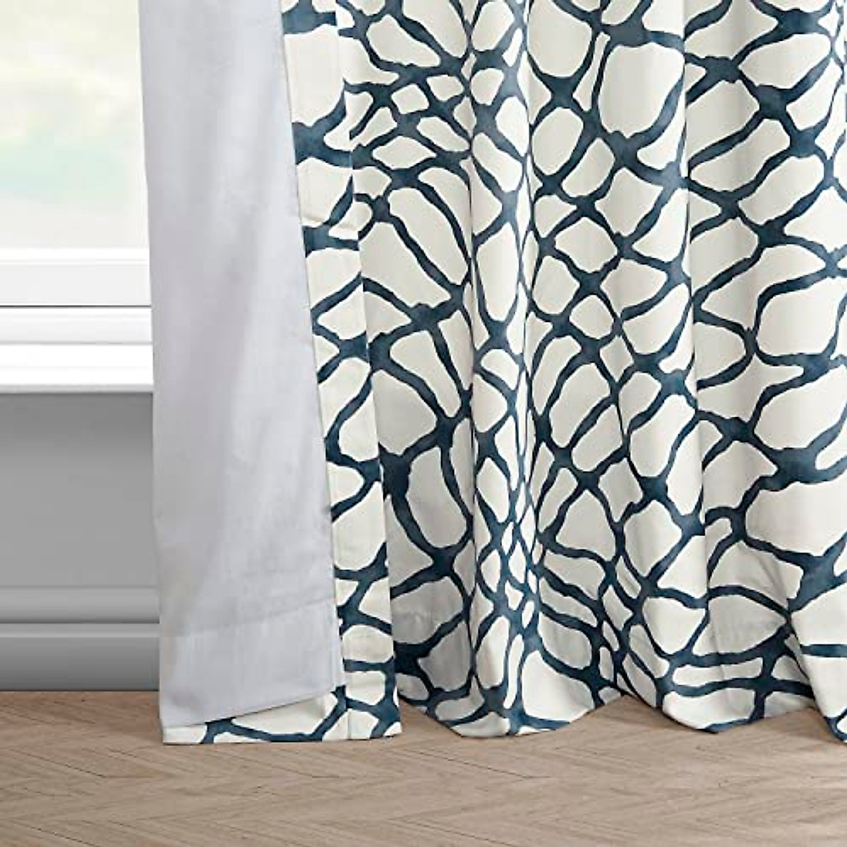 HPD Half Price Drapes Printed Cotton Twill Curtains For Room Décor 50 X 108 (1 Panel), PRTW-D50C-108, Ellis Blue
