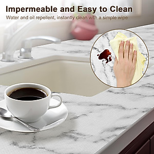 Non-Adhesive Drawer and Shelf Liner 12IN x 20FT，Non Slip Cabinet and Cupboard Liner, Kitchen Cabinet Liners for Shelves, Waterproof Drawer Shelf Liners for Cabinets/Bathroom Cupboard, Marble Pattern