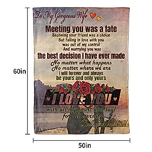 Wife Blanket from Husband, Blanket Wife Birthday Gifts, Blanket Best Ever Gifts, Christmas Day Present Idea for Wife, Wedding Anniversary Wife Blanket Gifts Flannel Throw Blankets 12.90*10.62*1.18In 