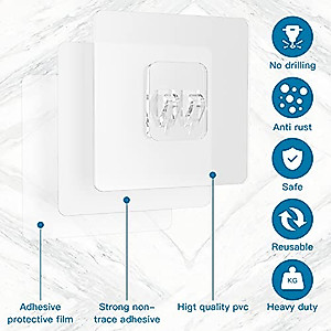 UYCCIMB 10 Pieces Large Wall Hooks for Hanging Heavy Duty 22lb(Max),Coat and Towel Adhesive Hooks,Wall Hangers Waterproof and Oilproof for Bathroom,Kitchen and Home Sticky Hooks (Transparent)