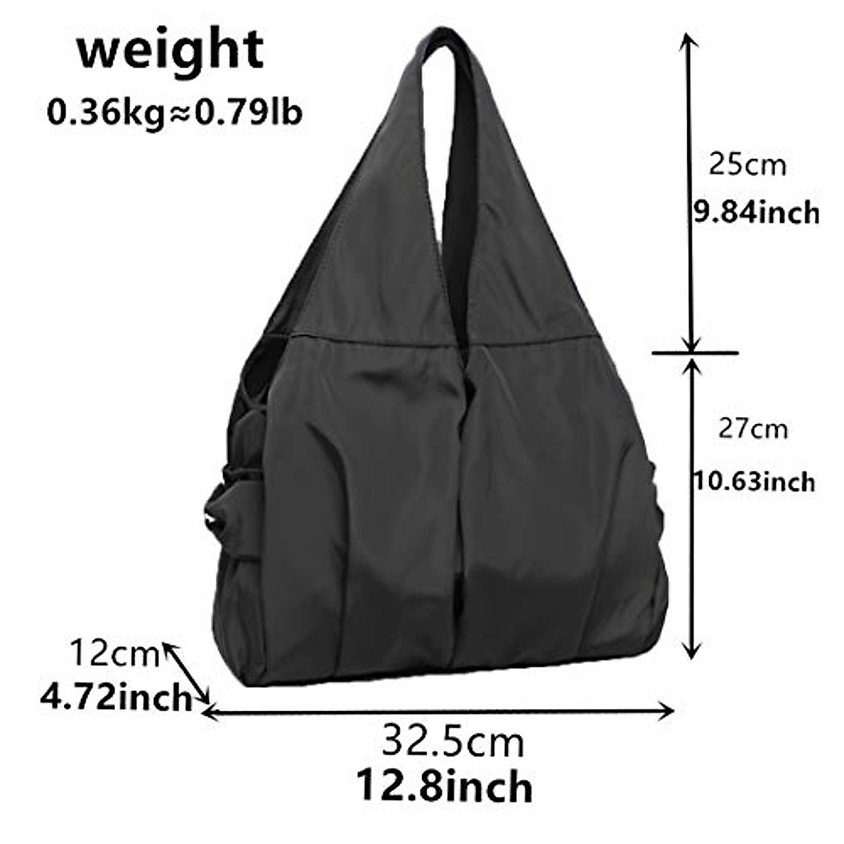 Women Shoulder Bag Handbag Tote Large Capacity Water-Resistant Shopper Nylon Multi Zipper Pockets (Black)