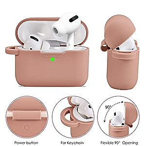 VISOOM Airpods Pro 1st Gen Case Compatible with Apple Silicone Airpods Pro 1 Case Cover for Women Cute Cases Airpod/iPods Pro with Glitter Keychain for Airpod Pro Charging Case-Milk Tea