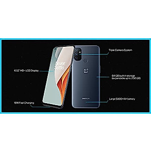 OnePlus Nord N100 LTE 4GB(RAM)+64GB 90Hz Display (T-Mobile/Sprint Unlocked) BE2012 Long Lasting Battery Smartphone - Midnight Frost (Renewed)