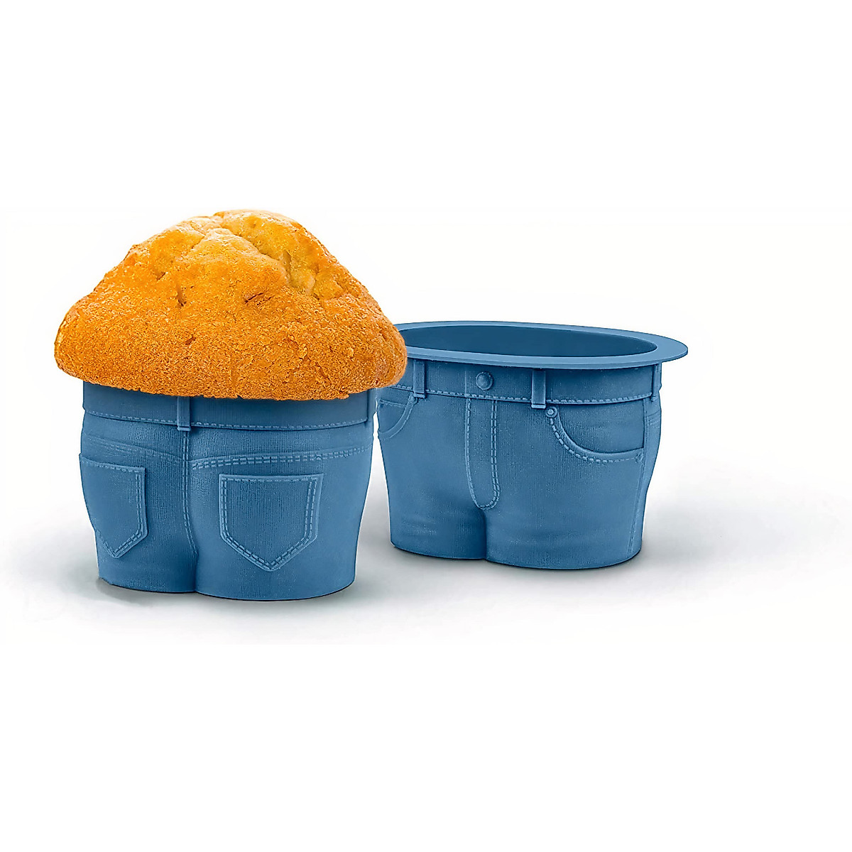 Silicone Cupcake Baking Cups | Great Mother's Day Gifts Idea for Bakery | Cute Mini Jeans Style Baking Utensils Pants Muffin Liners Holders | Set of 4