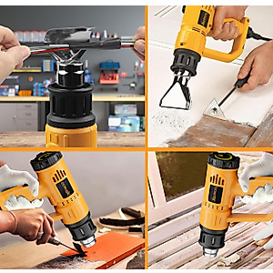 COWALT Heat Gun 1800W Fast Heating for Vinyl Wrap, Crafting, Shrink Tubing, Paint, Epoxy Resin, Candle Making Variable, Adjustable Temperature, Overload Protection Hot Air Gun Kit Nozzles, Scraper