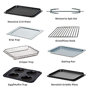 PowerXL Air Fryer Grill 8 in 1 Roast, Bake, Rotisserie, Electric Indoor Grill (Black Deluxe)