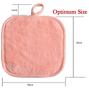 BloomSesame Makeup Remover Cloths for Face, Eye, Lips - Reusable Makeup Remover Pads Soft Microfiber Facial Cleansing Cloths 5 x 5 inch 6 Pack (Coral)