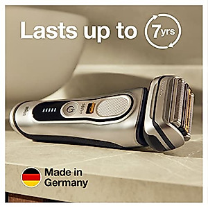 Braun Electric Razor for Men, Waterproof Foil Shaver, Series 9 Pro 9477cc, Wet & Dry Shave, with Portable Charging Case, ProLift Beard Trimmer, 5-in-1 Cleaning & Charging SmartCare Center, Silver