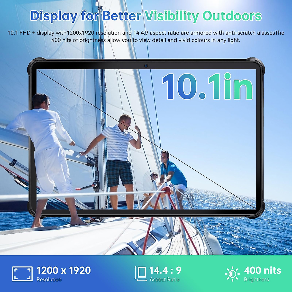 OUKITEL RT6 10.1in 20000mAH/77WH Android13 Tablet,14GB+256GB(1TB) 1200×1920 FHD+ Rugged Tablet,16MP+16MP Camera 8-core 4G LTE Waterproof Tablet/33W Fast Charging/OTG/Reverse Charge/T-Mobile/Wi-Fi