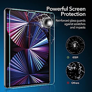 ESR Screen Protector for iPad Pro 11 Inch (2022/2021/2020, 4th Gen/3rd Gen/2nd Gen) with Camera Lens Protector, Tempered-Glass Film, Fingerprint and Scratch Resistant, Face ID Compatible, 2 Pack