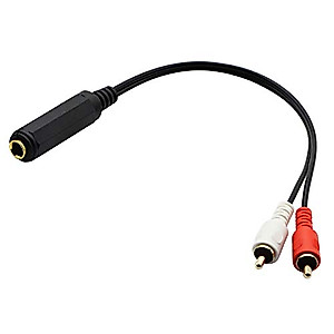 zdyCGTime 6.35mm to 2 RCA Y Splitter Cable, Gold-Plated 6.35mm (1/4 inch) TRS Female to 2 (Dual) RCA Male Stereo Audio Y Splitter Extension Adapter Cable (12Inch/30CM)