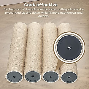 6 Pack Cat Scratching Post Replacement, White Hemp Rope Refill Scratching Post Cat Tree DIY Spare Cat Scratcher Large Cat Tower Refurbishment for Indoor Cats with M8 Screws, 3.5 x 15.8 Inches