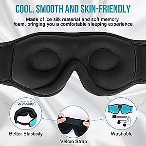 MUSICOZY Sleep Headphones Bluetooth Sports Headband, Wireless Music Sleeping Headphones Sleep Eye Mask Earbuds for Side Sleepers Workout Running Insomnia Travel Yoga Office, Pack of 2