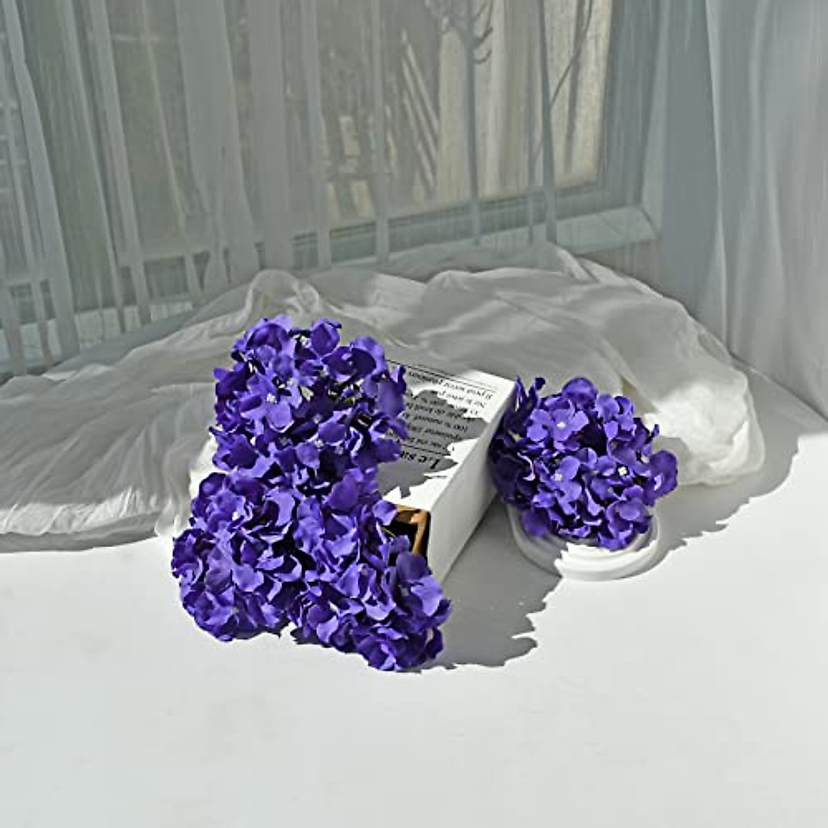 ONLY ART 10pcs Purple Silk Hydrangea Flower Head with Removable Stems for Mother's Day Home Wedding Party Decorations