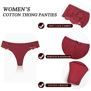 LEVAO 6 Pack G-String Thongs for Women, Cotton Panties Stretch T-back Tangas Low Rise Hipster Underwear,XL